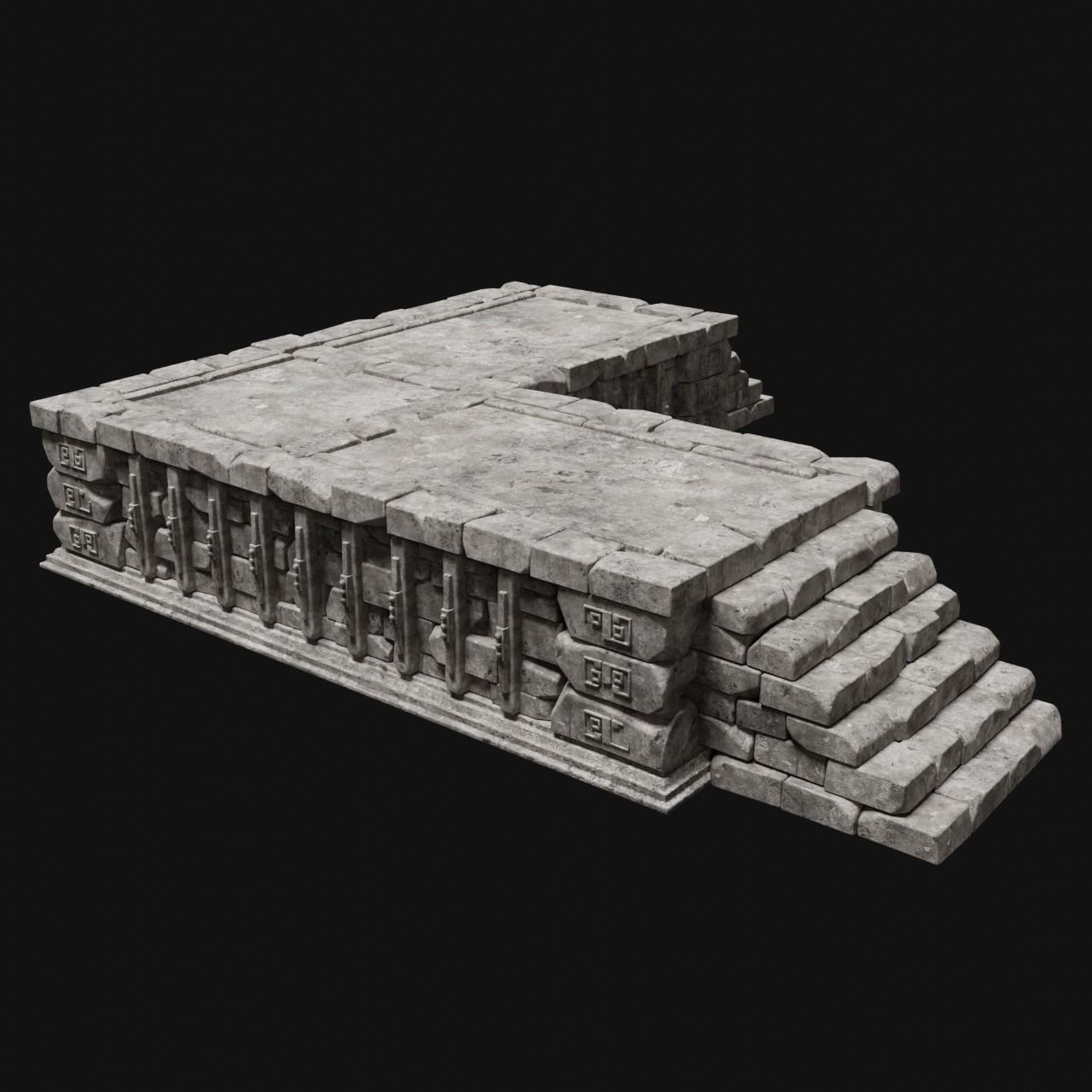 3D model AZTEC MAYAN INCA MESOAMERICA STONE PLATFORM STAIRS COLLECTION ...
