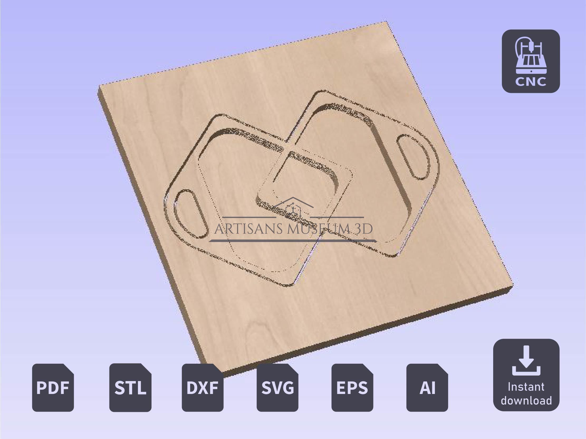 Serving Tray V5 Vector Files for CNC and 3D Print DXF STL 3D model 3D ...