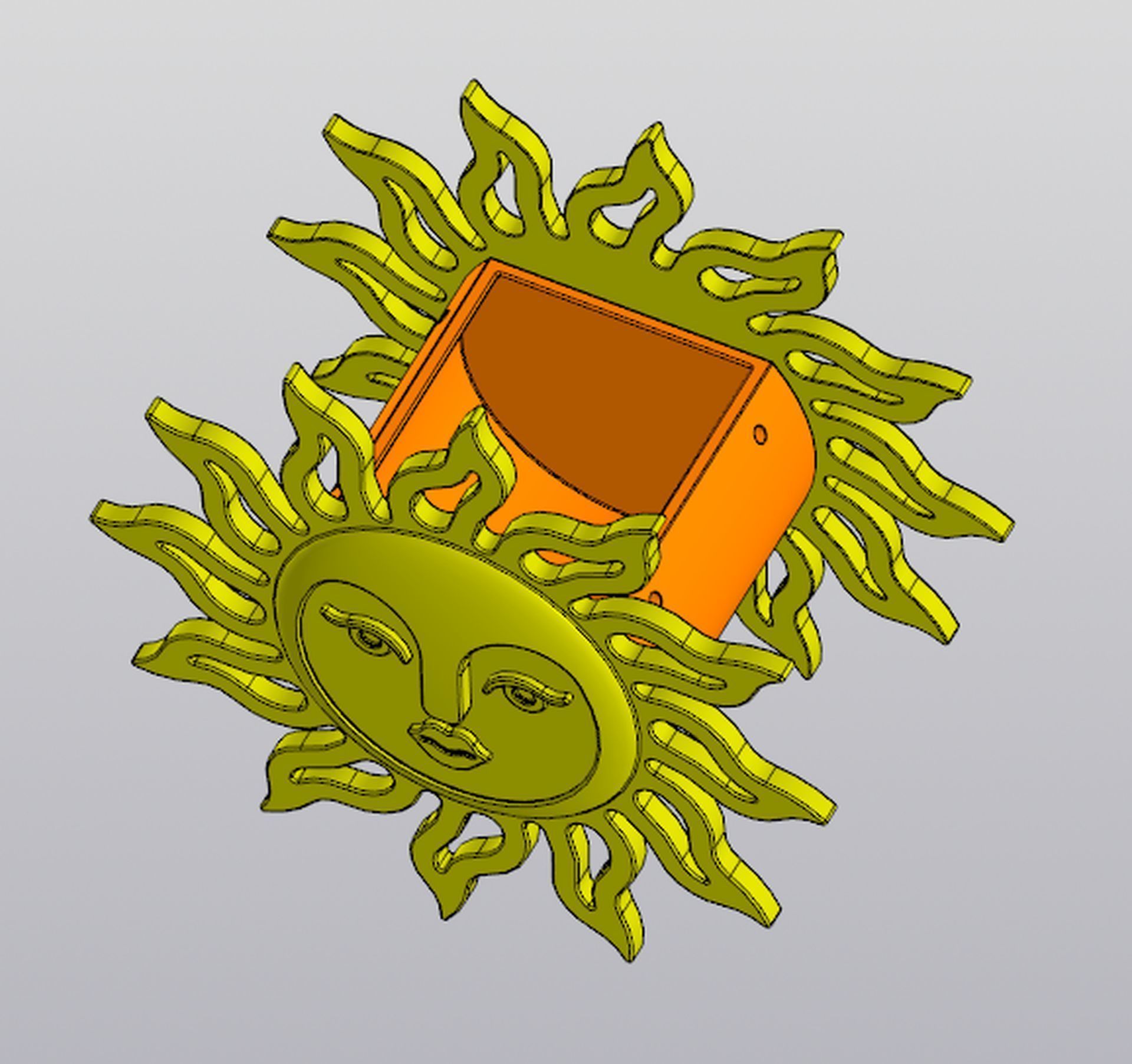 Hanging planter and Wall decor Sun with face 3D model 3D printable ...