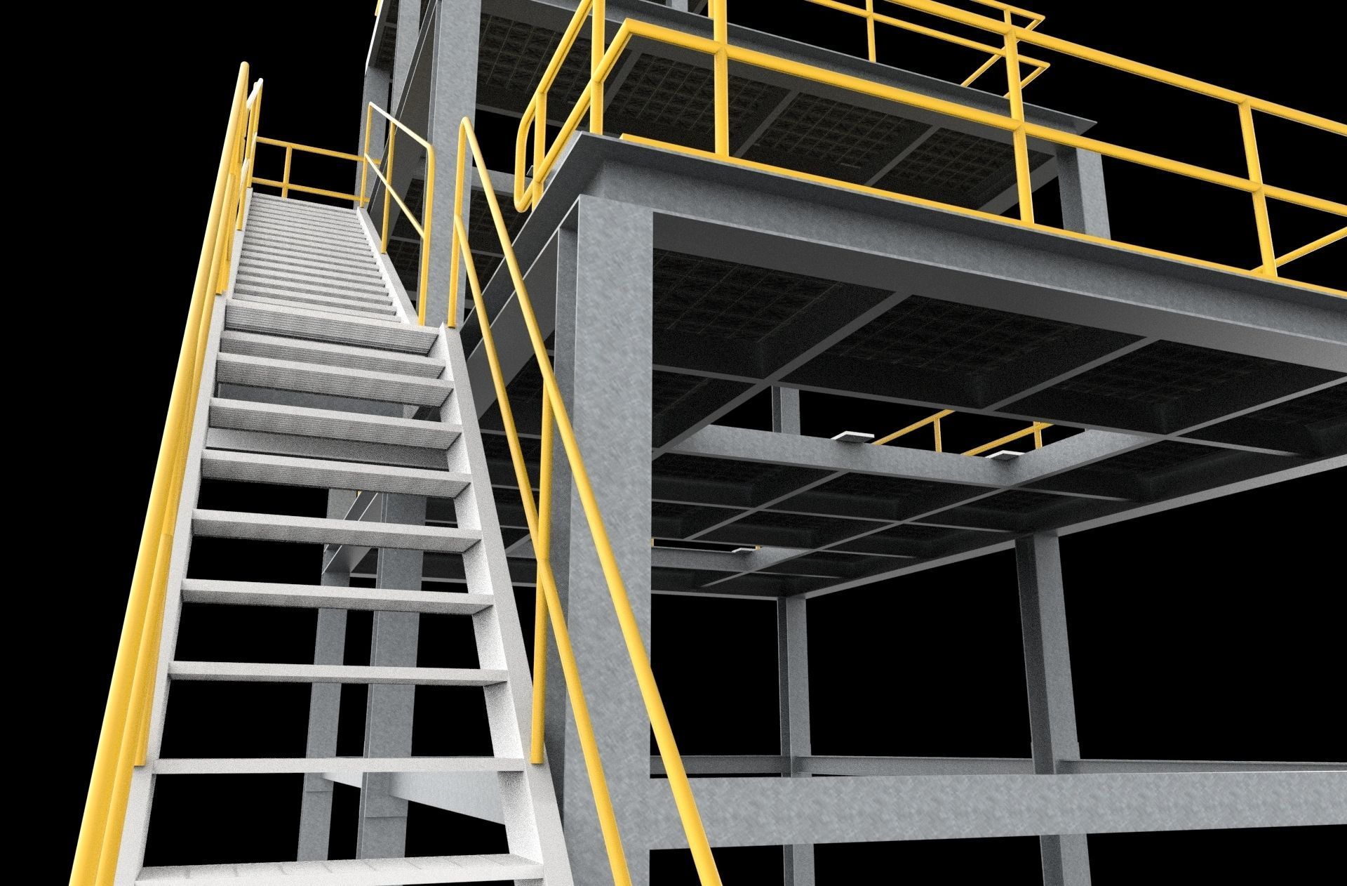 3d model Industrial mezzanine racks factory storage 3D model | CGTrader