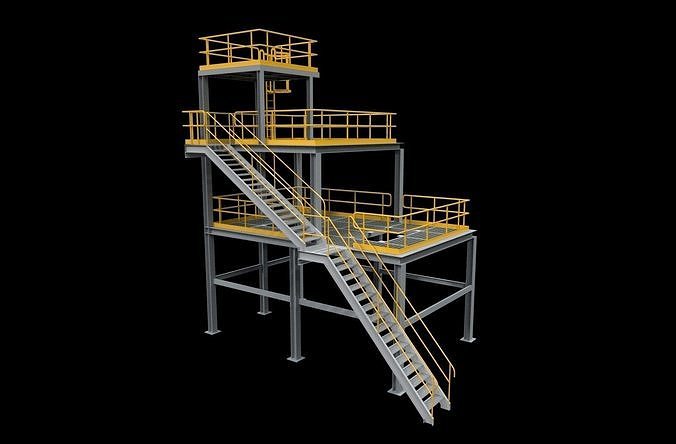3d model Industrial mezzanine racks factory storage 3D model | CGTrader