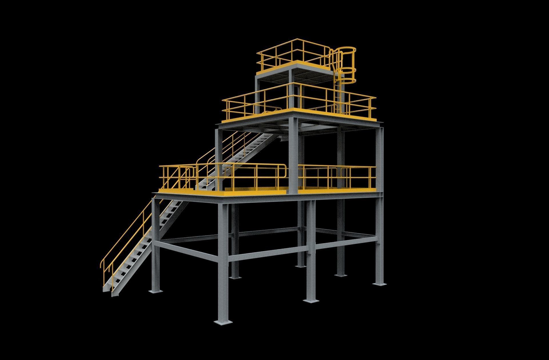 3d model Industrial mezzanine racks factory storage 3D model | CGTrader