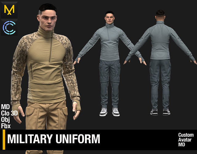 Military Uniform Marvelous Designer Clo 3D project 3D model | CGTrader
