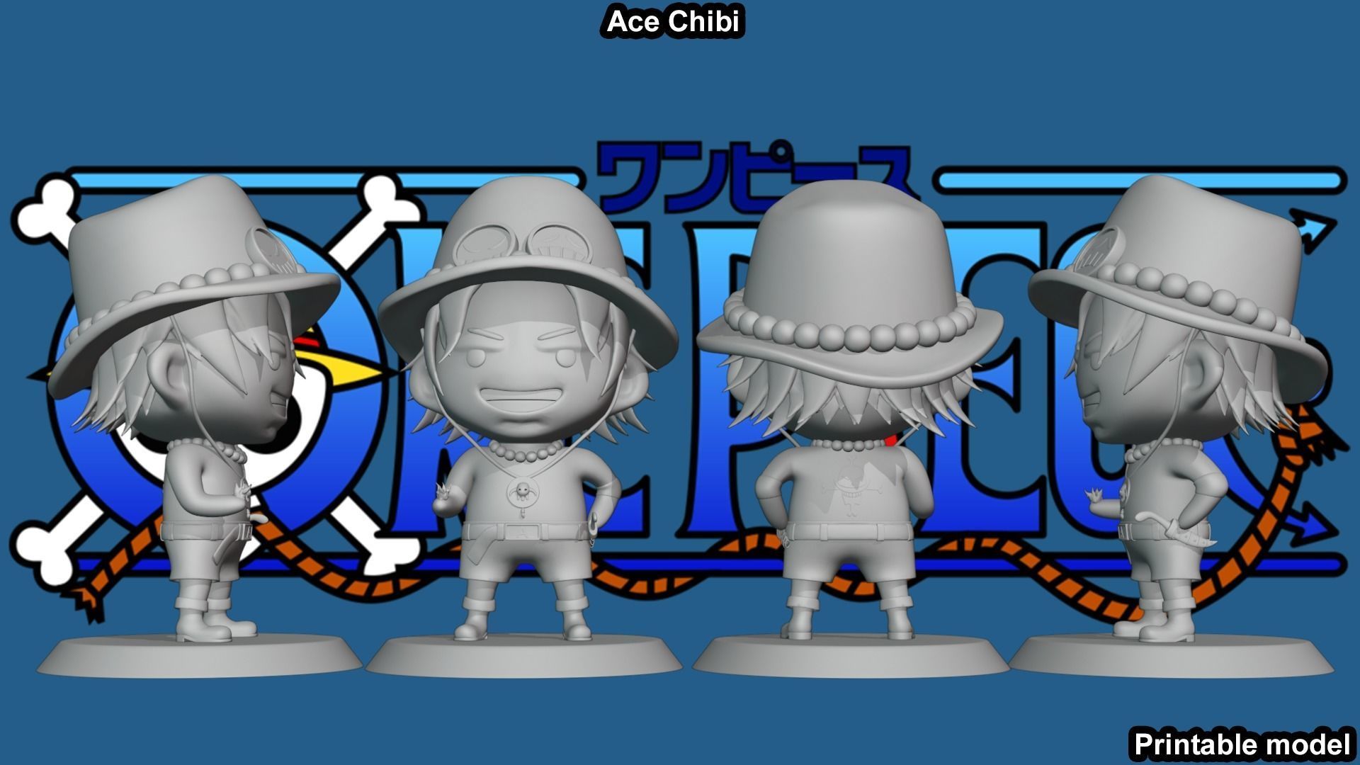 Ace Chibi - One Piece 3D model 3D printable | CGTrader