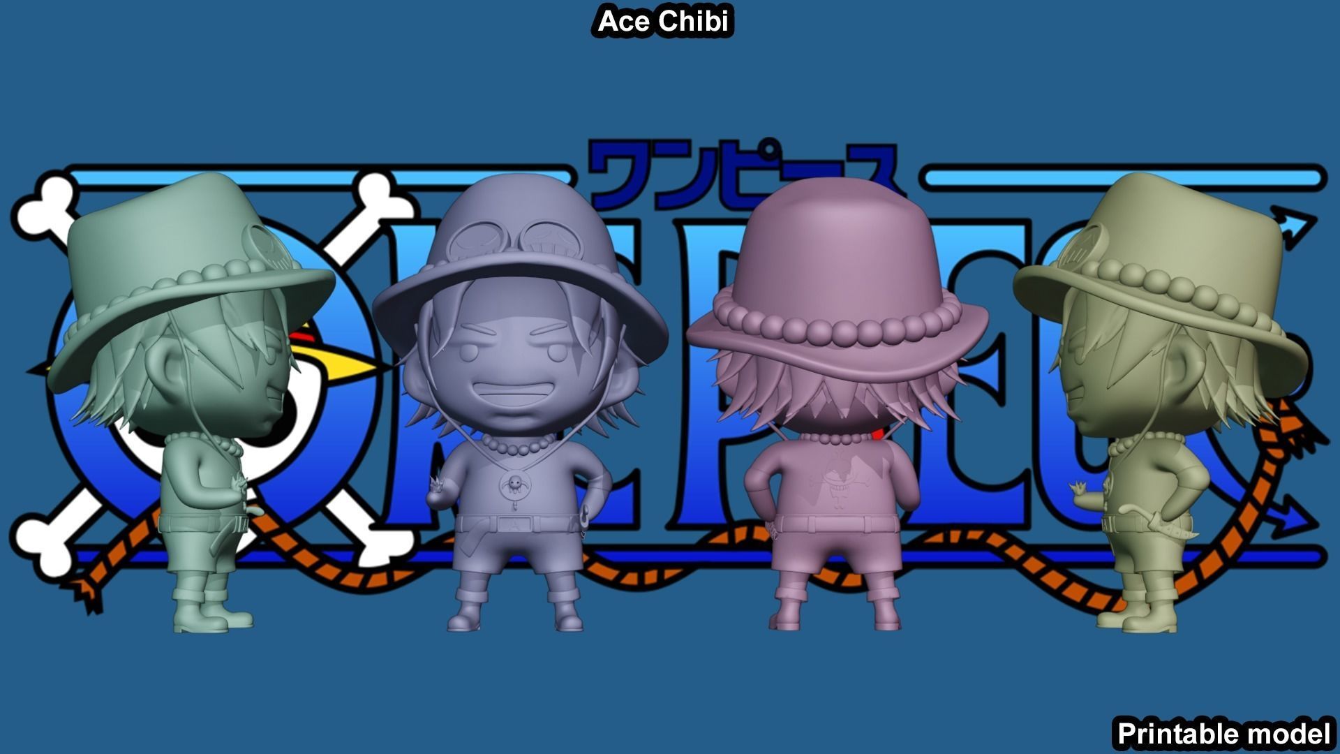 Ace Chibi - One Piece 3D model 3D printable | CGTrader