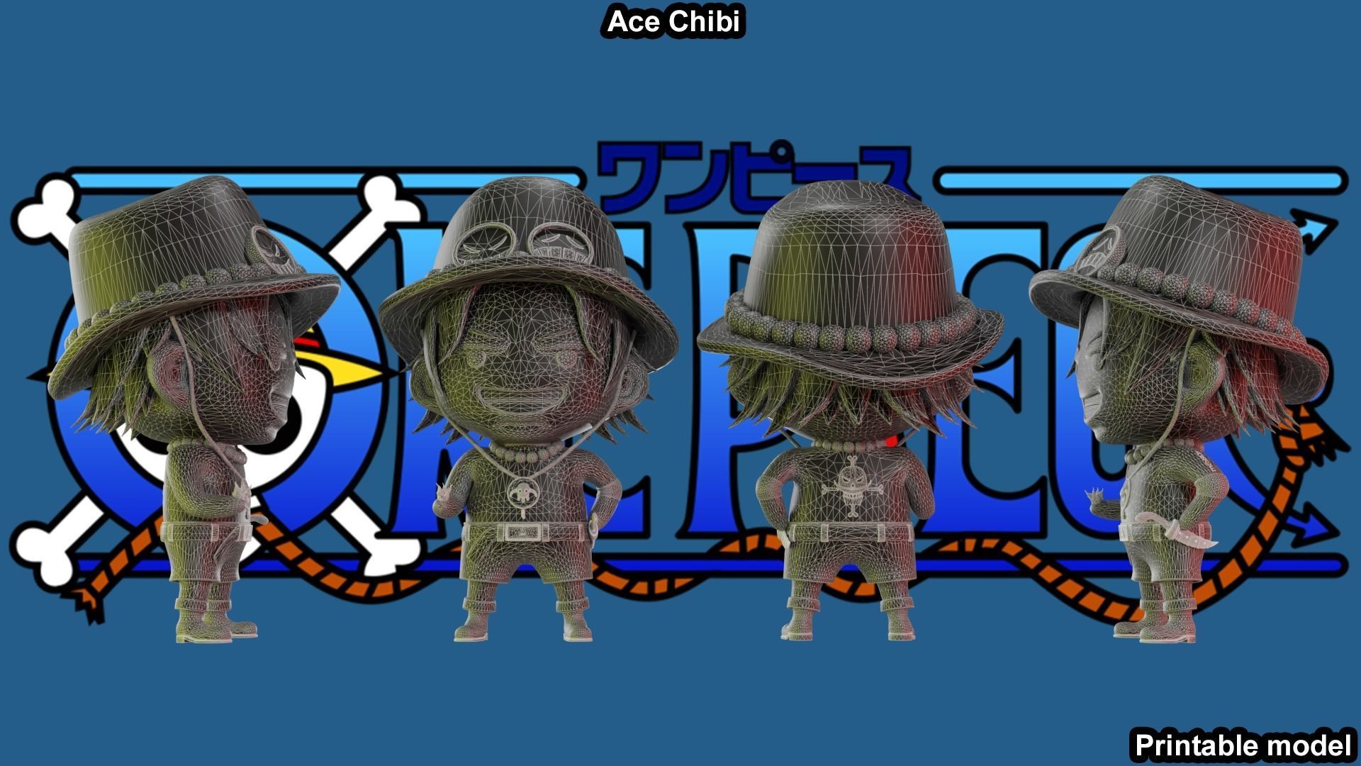 Ace Chibi - One Piece 3D model 3D printable | CGTrader