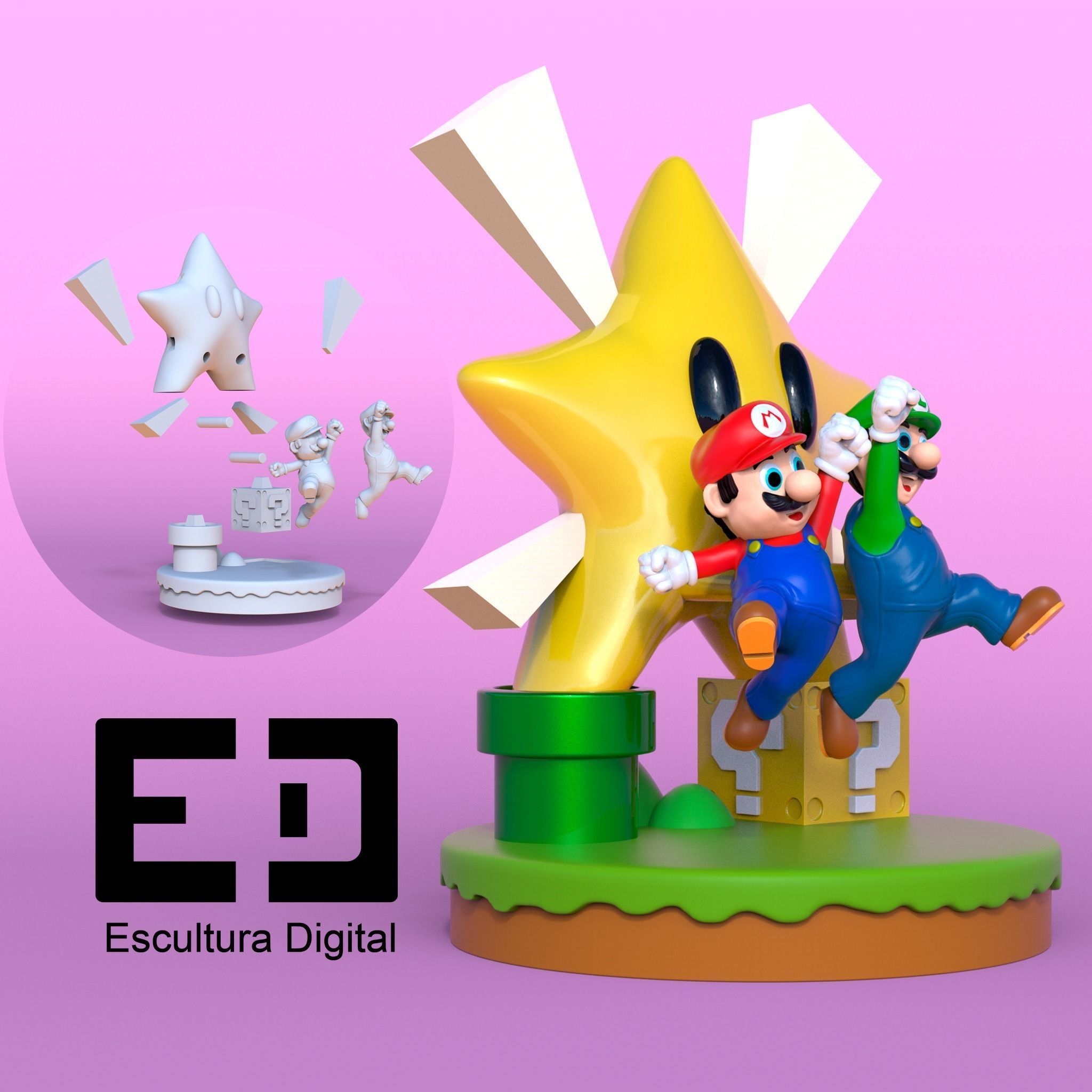 Mario and Luigi - Super Mario bros 3D model 3D printable | CGTrader