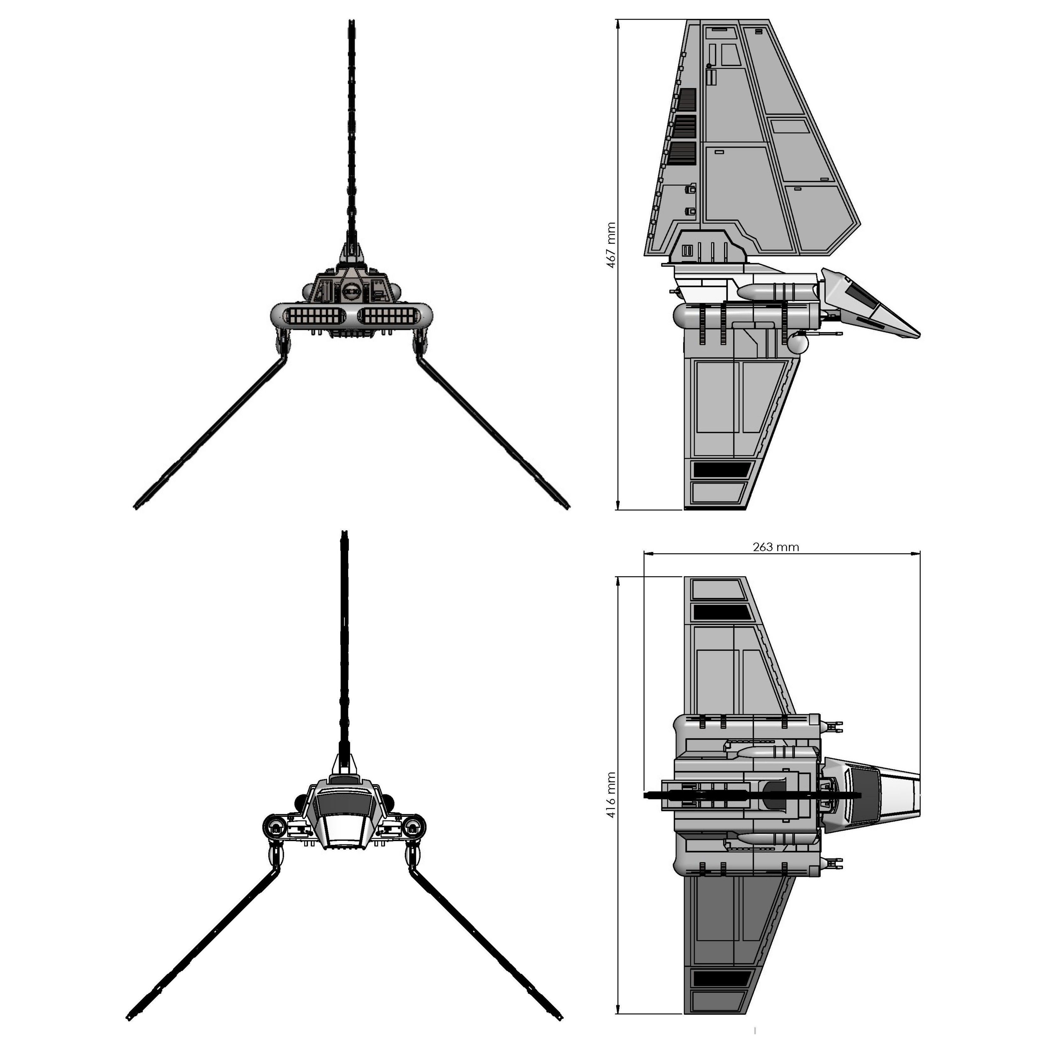 STAR WARS LAMBDA SHUTTLE ARTICULATED PRINTABLE WITH INSTRUCTIONS 3D model 3D printable | CGTrader