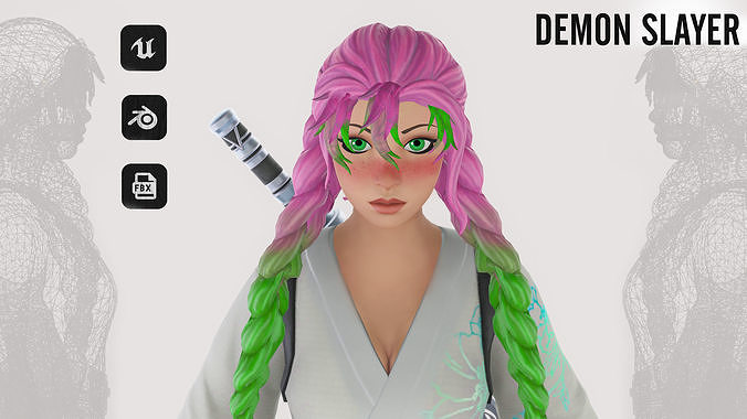 3D model Mitsuri Kanroji - Demon Slayer- Game Ready 3D model - Rigged ...