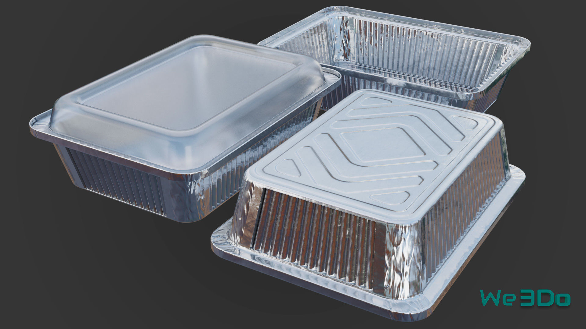 3D model Aluminum Food Containers with Lids VR / AR / low-poly | CGTrader