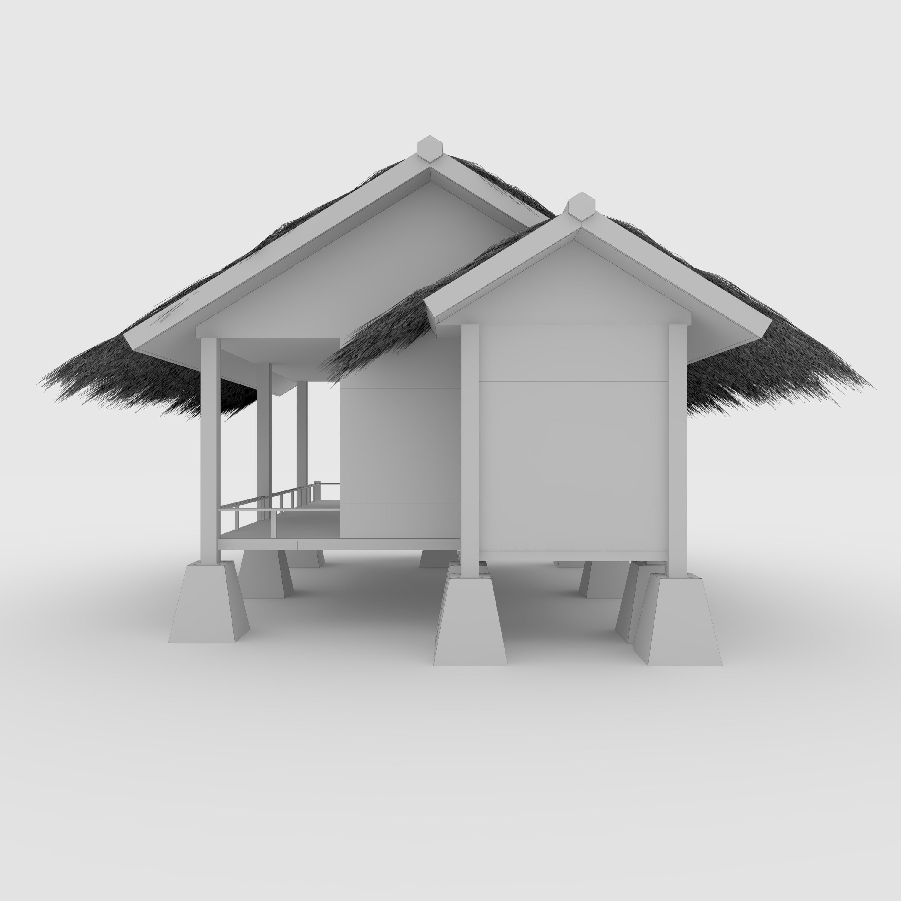 3D model Cabin 1 Thatch Roof VR / AR / low-poly | CGTrader