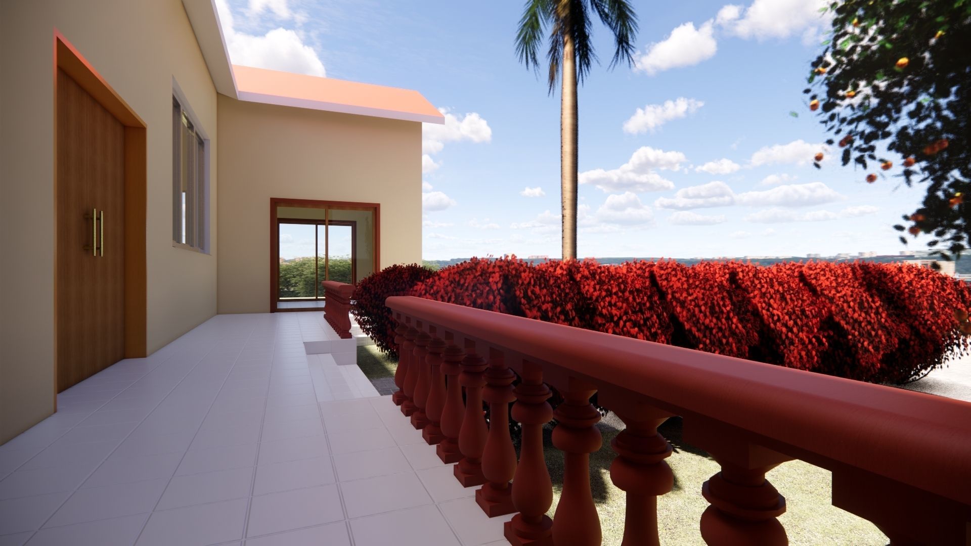 Resort house pitched roof with swimming pool in Revit 3D model | CGTrader