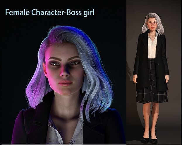 Female Character-Boss Girl 3D model rigged | CGTrader