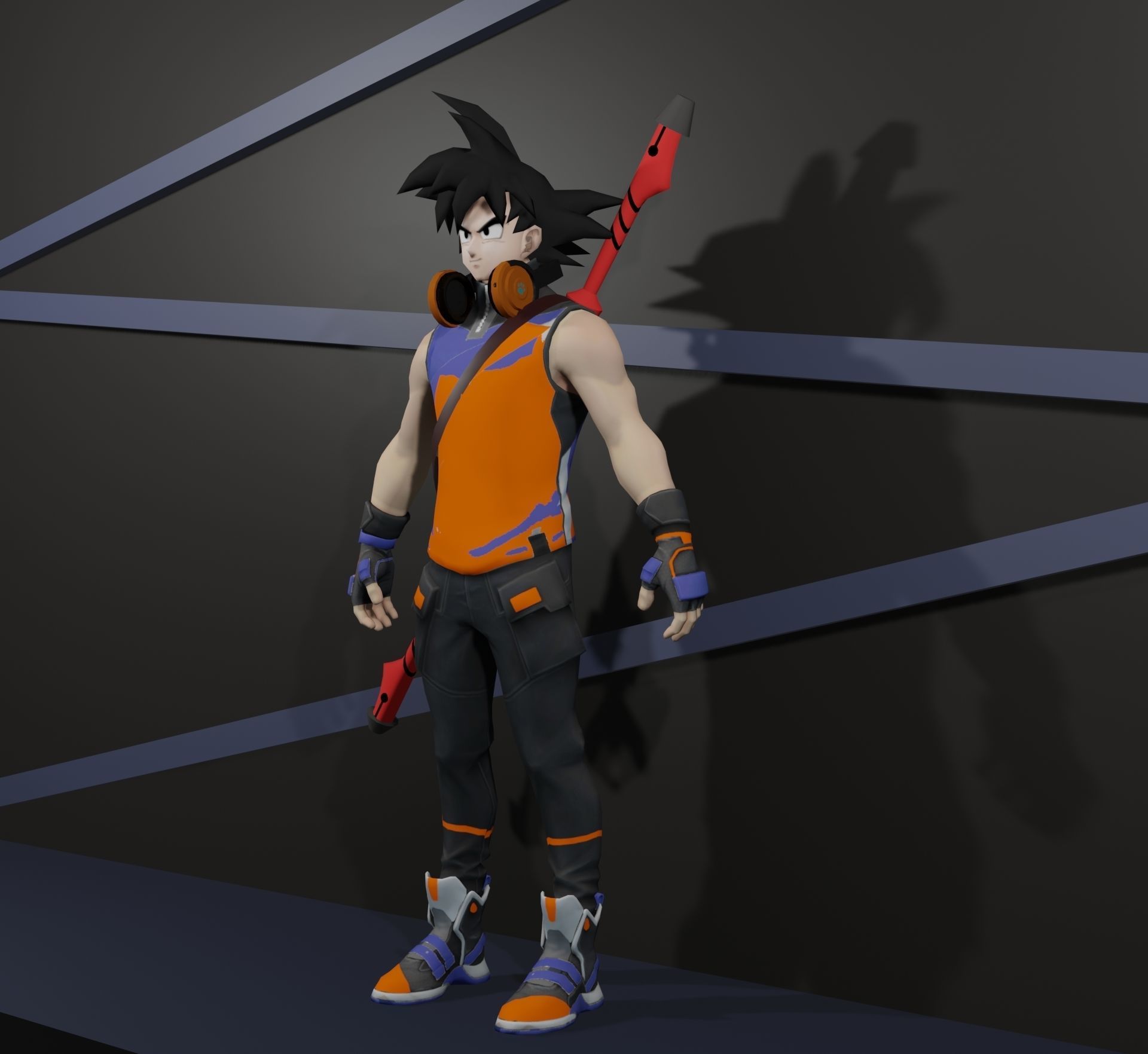 Goku skin 3D model animated rigged | CGTrader