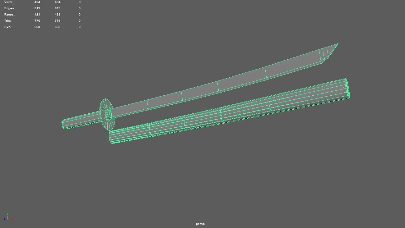 3D model Engraved katana VR / AR / low-poly | CGTrader