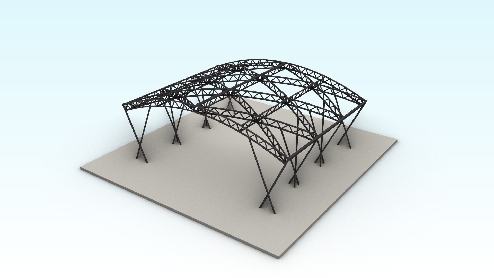 Truss beam - Cylindrical roof model 3D model | CGTrader