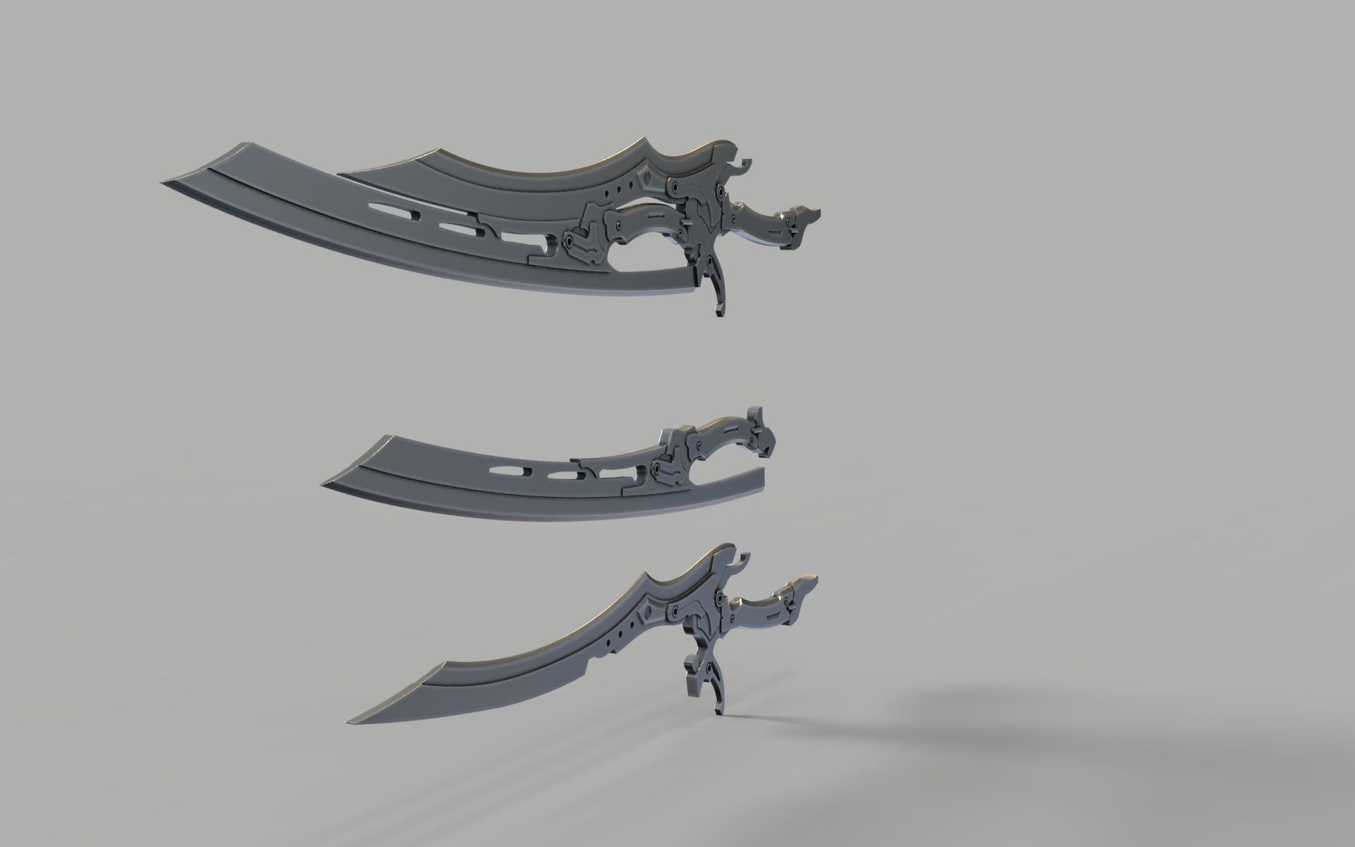 steampunk double folding sword 3D print model 3D model 3D printable ...