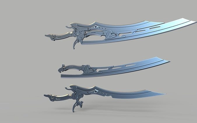 steampunk double folding sword 3D print model 3D model 3D printable ...