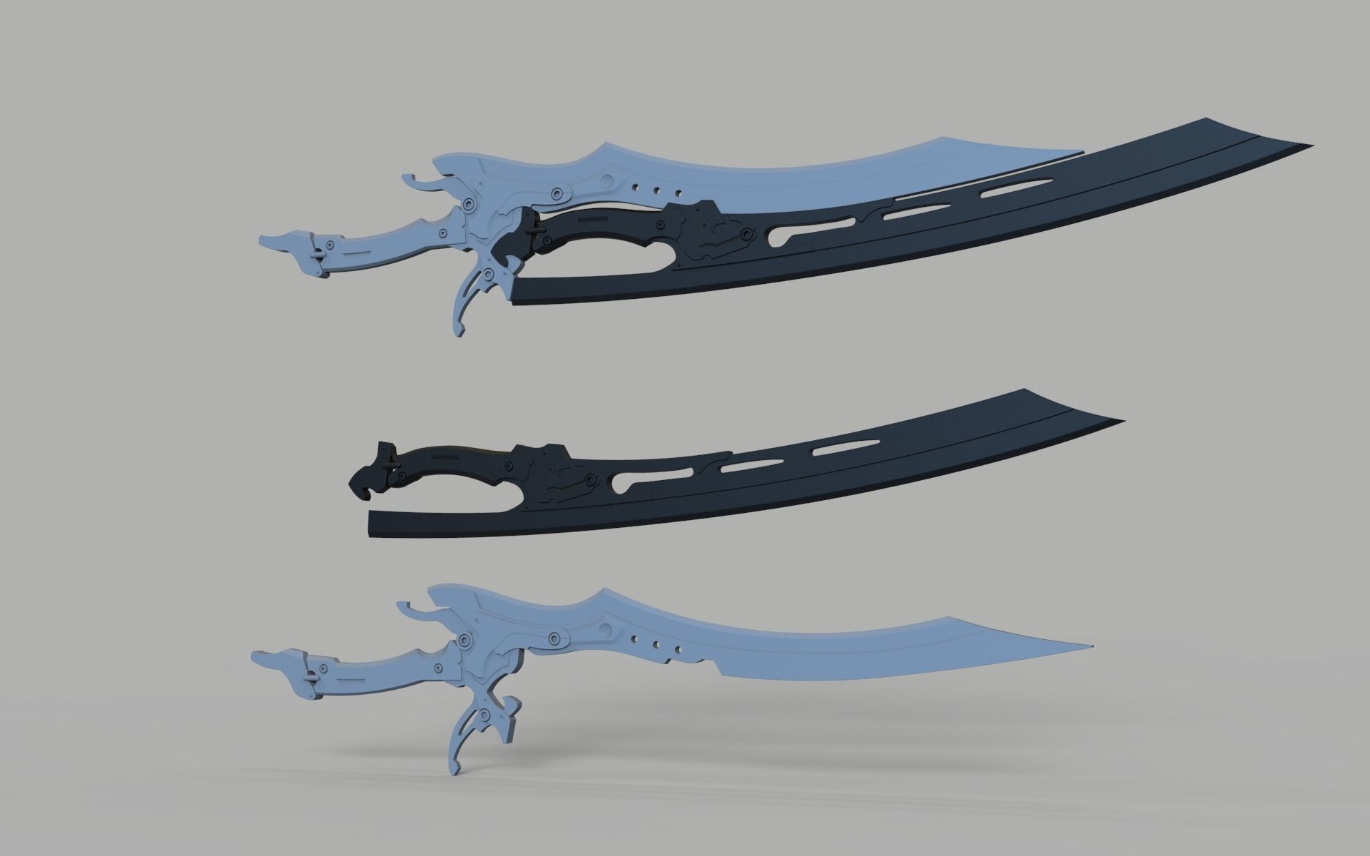 steampunk double folding sword 3D print model 3D model 3D printable ...