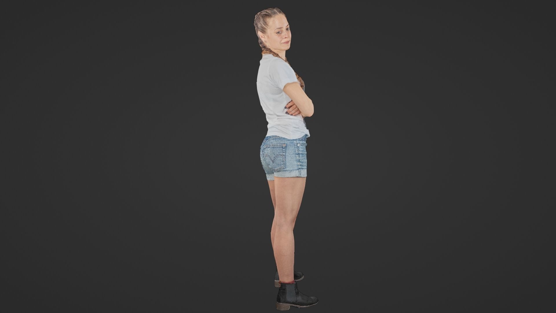 3D model Woman standing crossed arms - posed 3D photo scan VR / AR ...