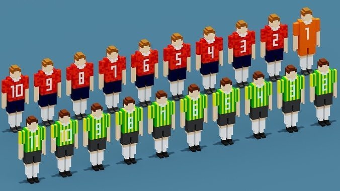 3D model Voxel Soccer Team Players VR / AR / low-poly | CGTrader