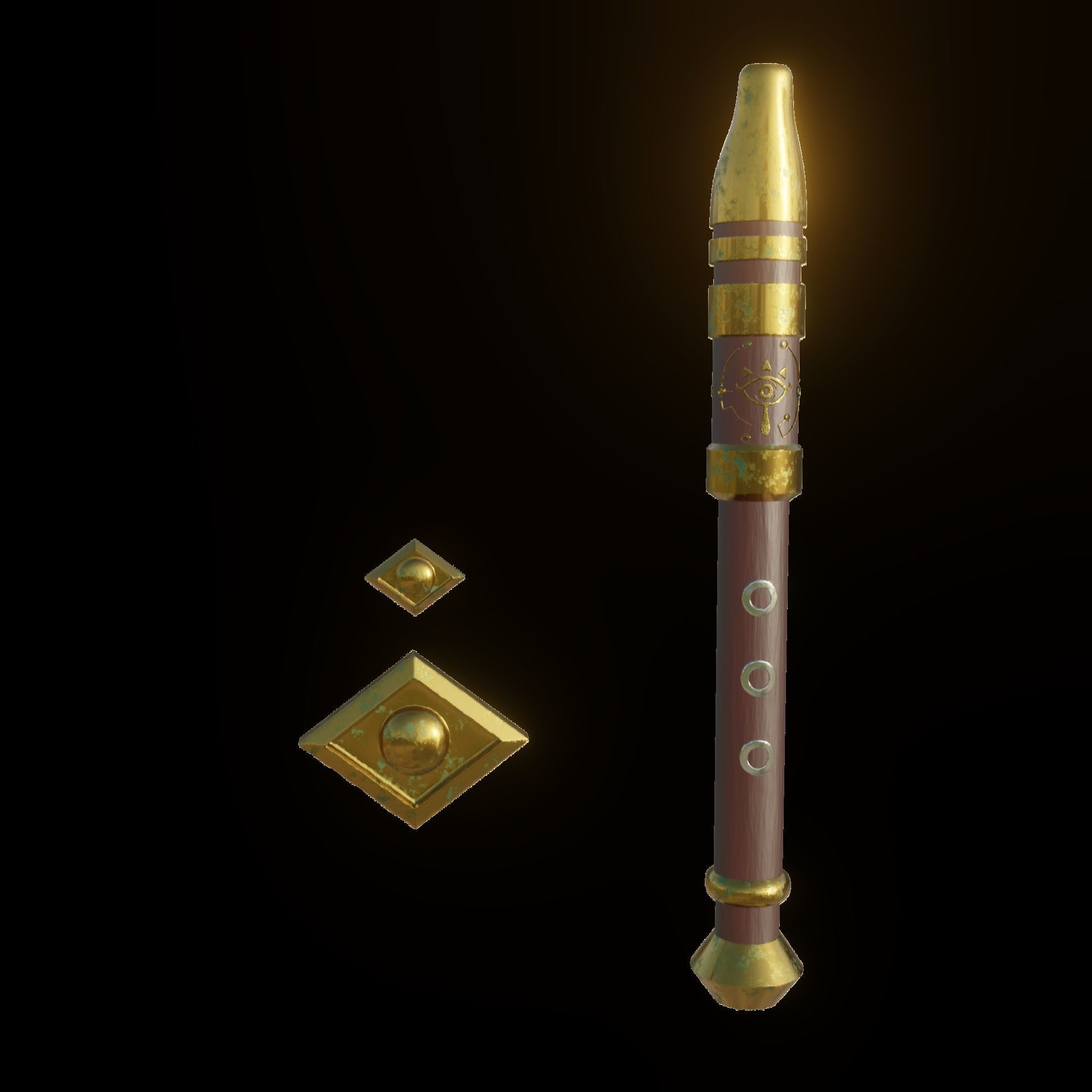 Purah Flute and small accessories 3D model 3D printable | CGTrader