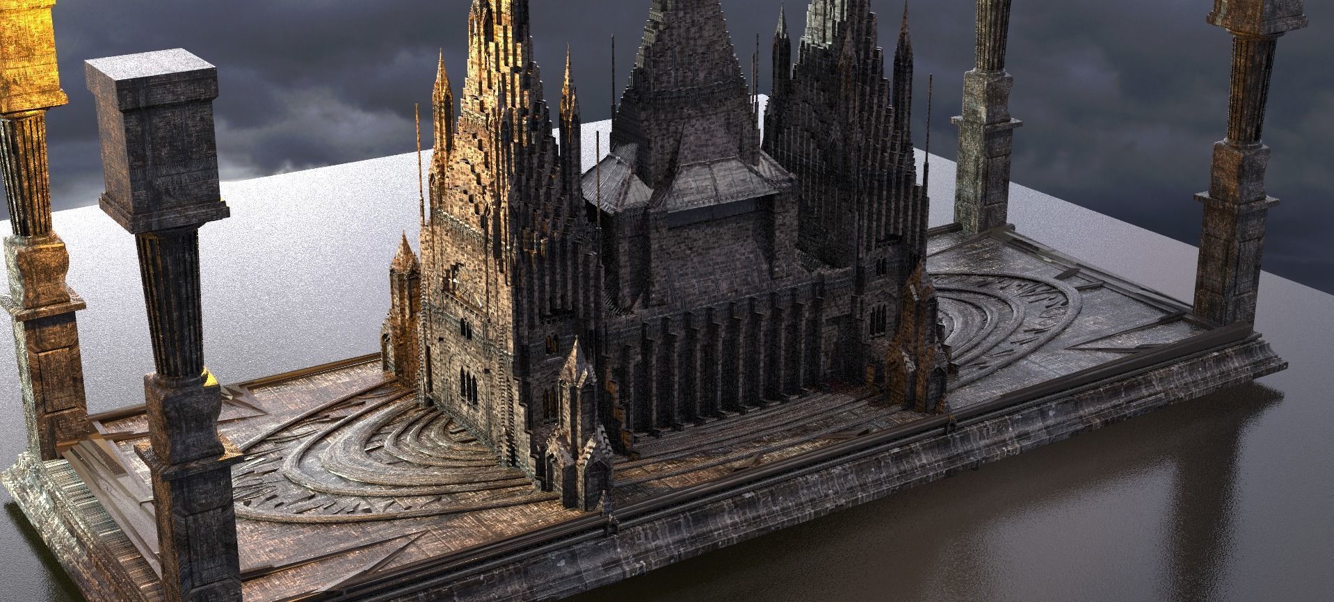 Dark Victorian Castle courtyard 1 3D model | CGTrader