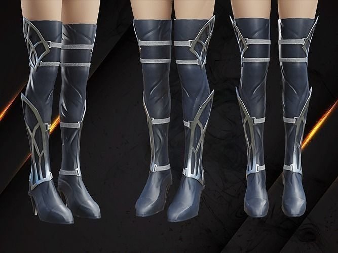 3D model Moon Warrior leg armor female lowpoly game asset VR / AR / low ...