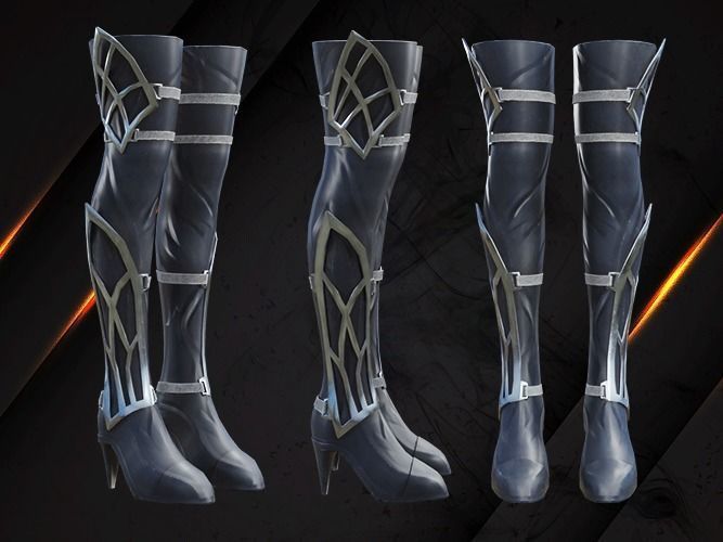 3D model Moon Warrior leg armor female lowpoly game asset VR / AR / low ...