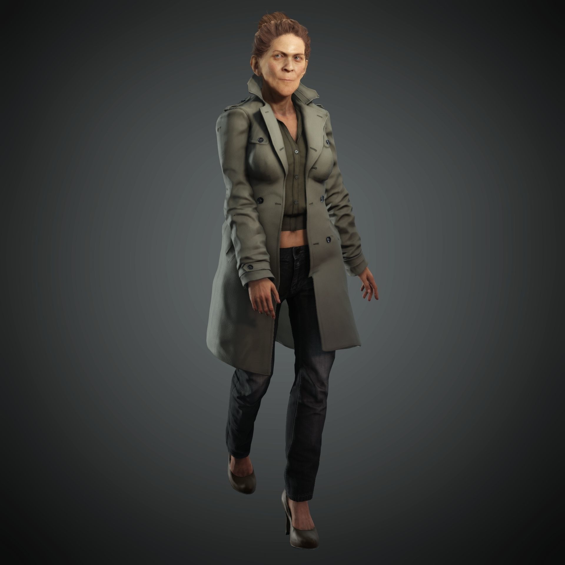 3D model Detective mature woman - Rigged and Blendshapes VR / AR / low ...