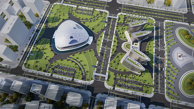 Administrative center building - Office building 3D model | CGTrader