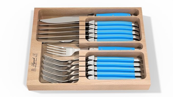 Laguiole 12 piece Knife and Fork Set 3D model | CGTrader