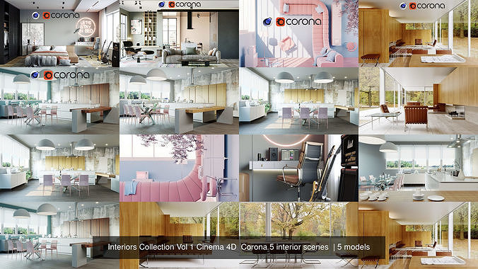 Interiors Collection Vol 1 Cinema 4D Corona 5 interior scenes | CGTrader