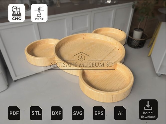 Round Tray V3 Files for CNC and 3D Printer Printing DXF STL 3D model 3D printable | CGTrader