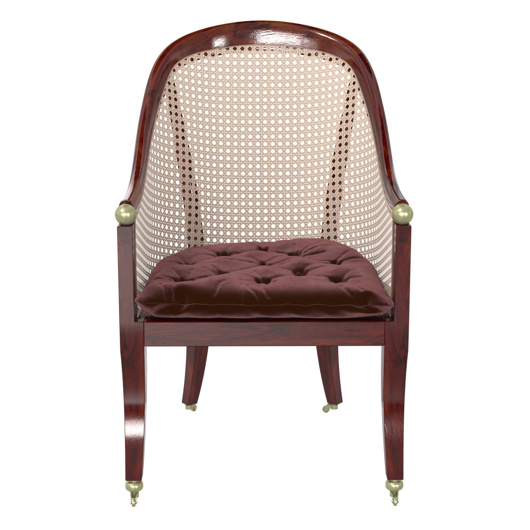 19th Century British Colonial Mahogany Barrel Back Cane Chair 3D model ...