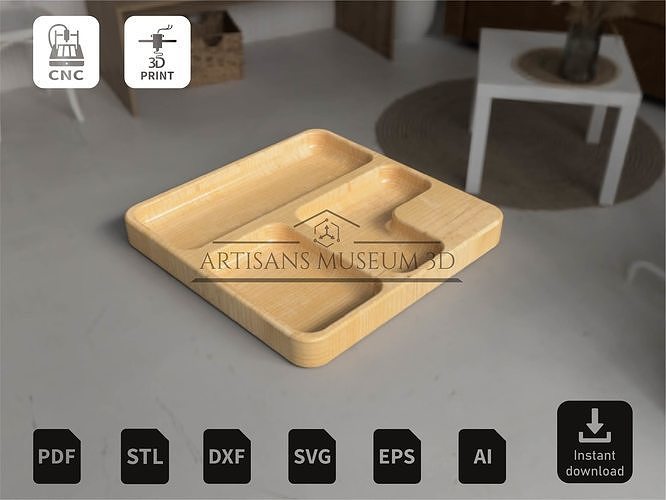 Free Square Tray V1 Files for CNC and 3D Printer DXF STL free 3D model ...