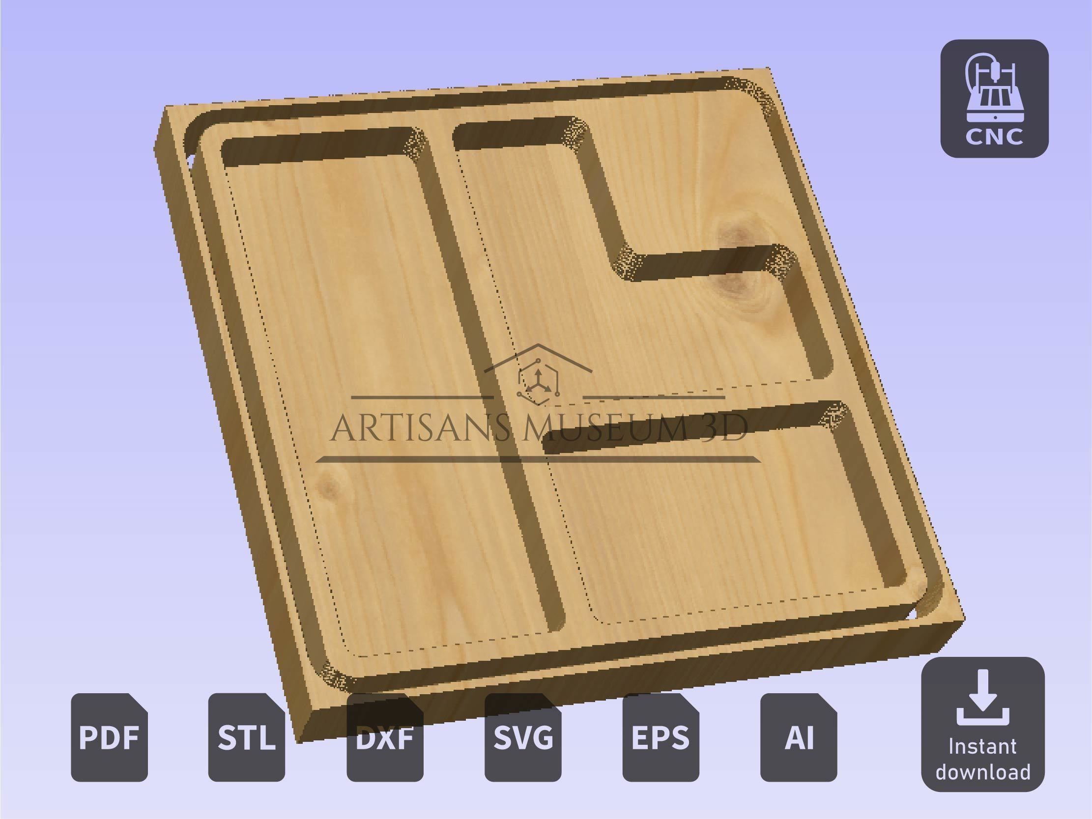 Free Square Tray V1 Files for CNC and 3D Printer DXF STL free 3D model ...