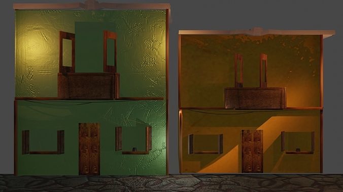 low-poly psx urban mexican houses 3D model | CGTrader