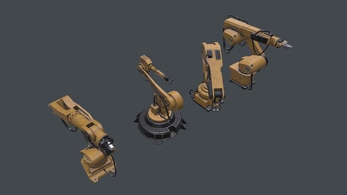 3D model 3D 4 Industrial Robots Set model VR / AR / low-poly | CGTrader