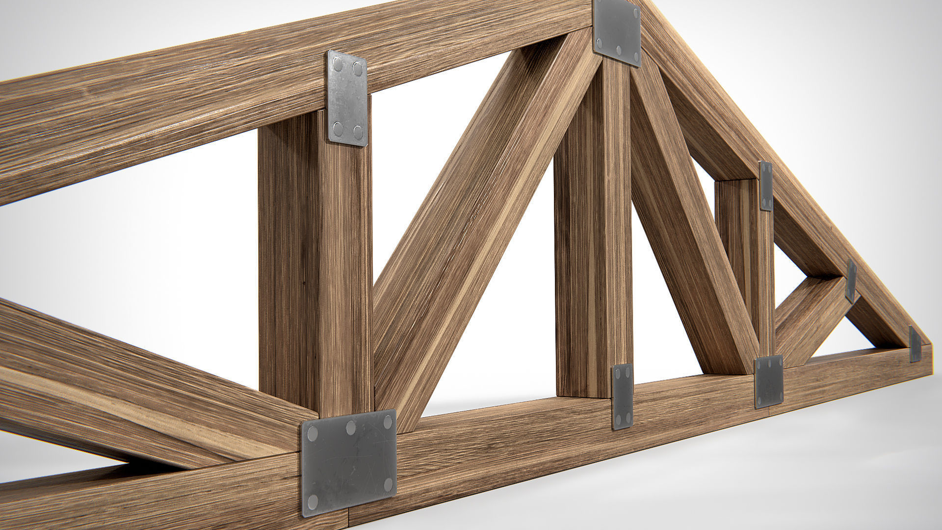 3D model Wooden Truss Double Fan PBR VR / AR / low-poly | CGTrader