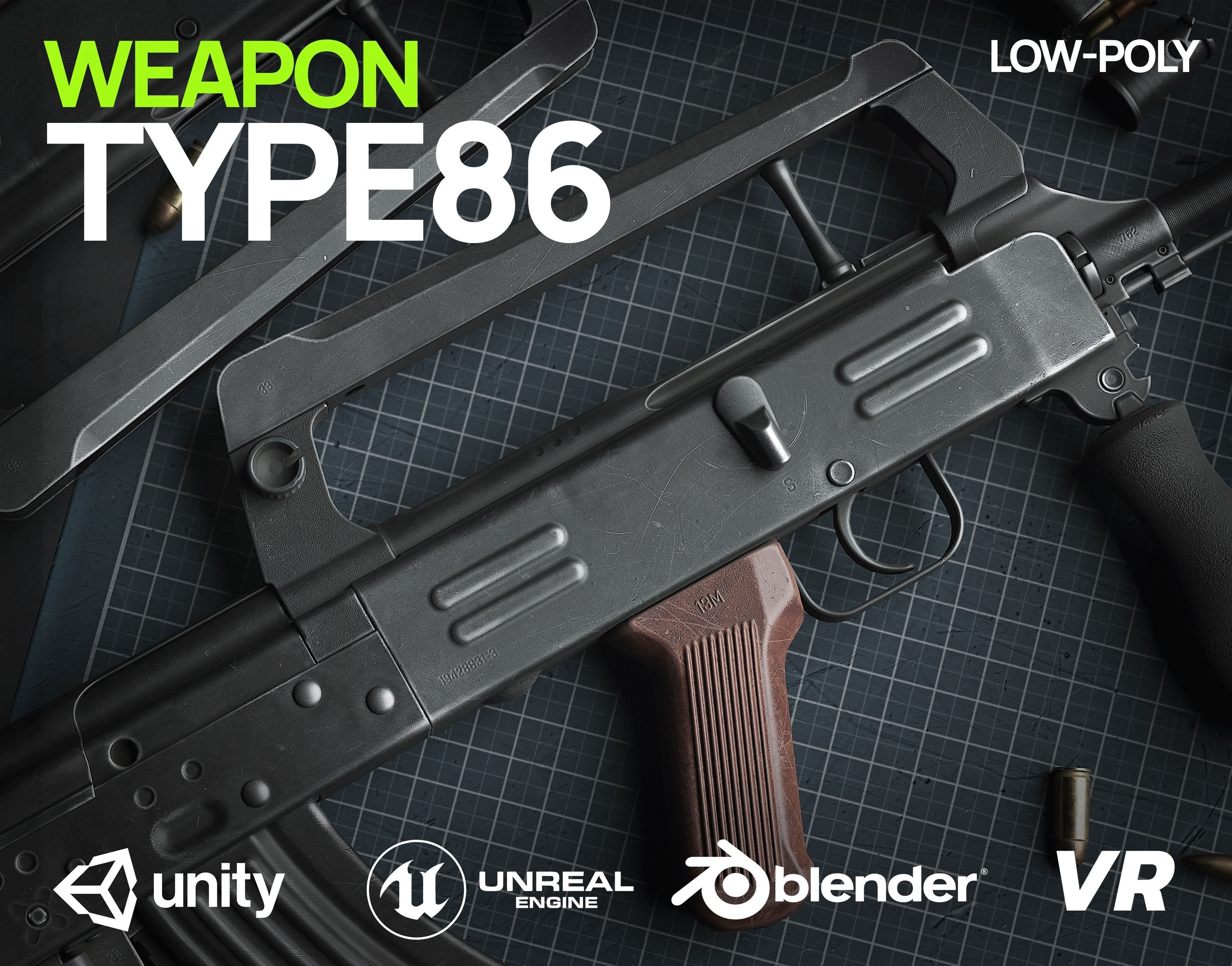 3D model Norinco Type 86s - AK47-type bullpup - assault rifle VR / AR ...