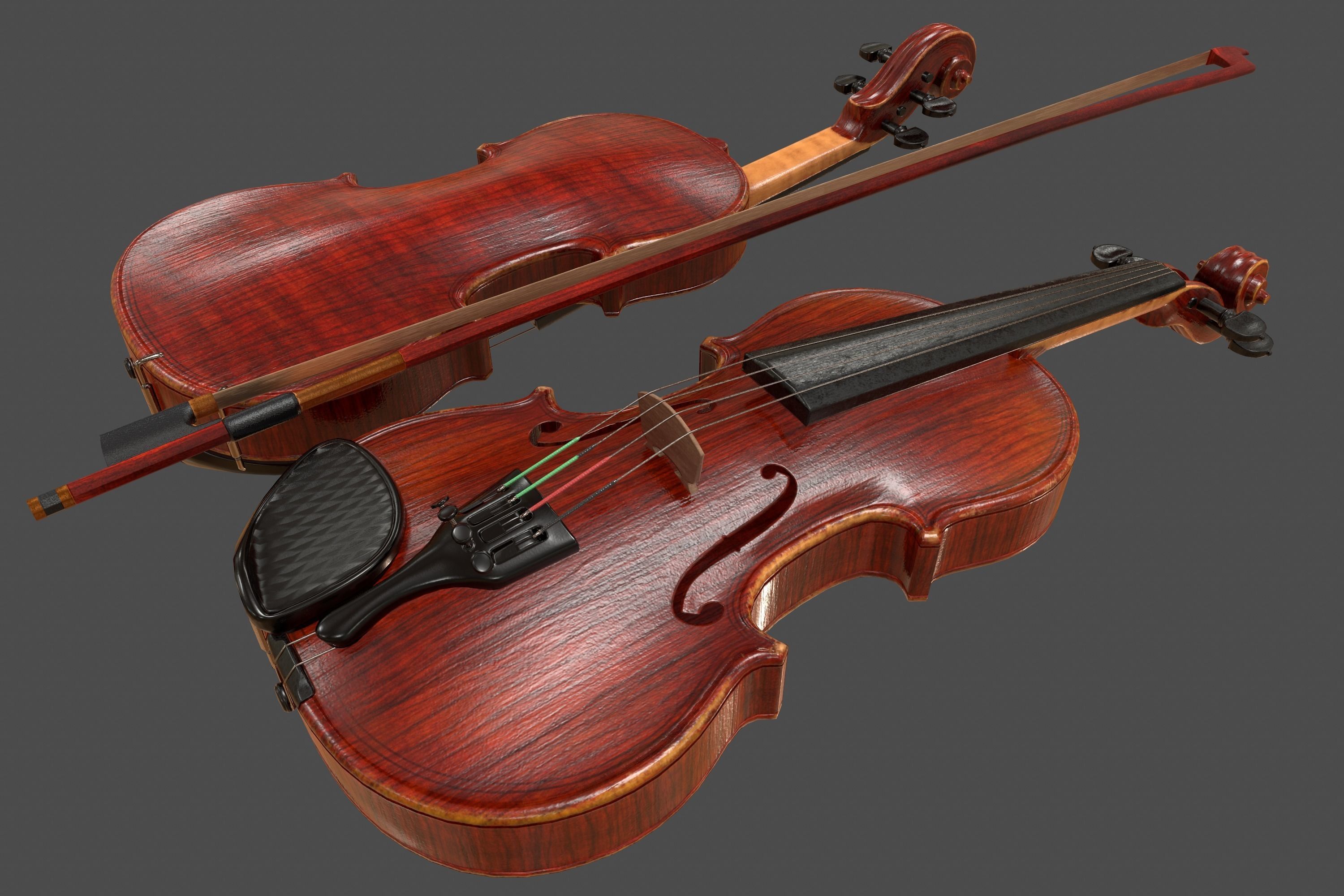 3D model Violin and Bow - Low Poly VR / AR / low-poly | CGTrader