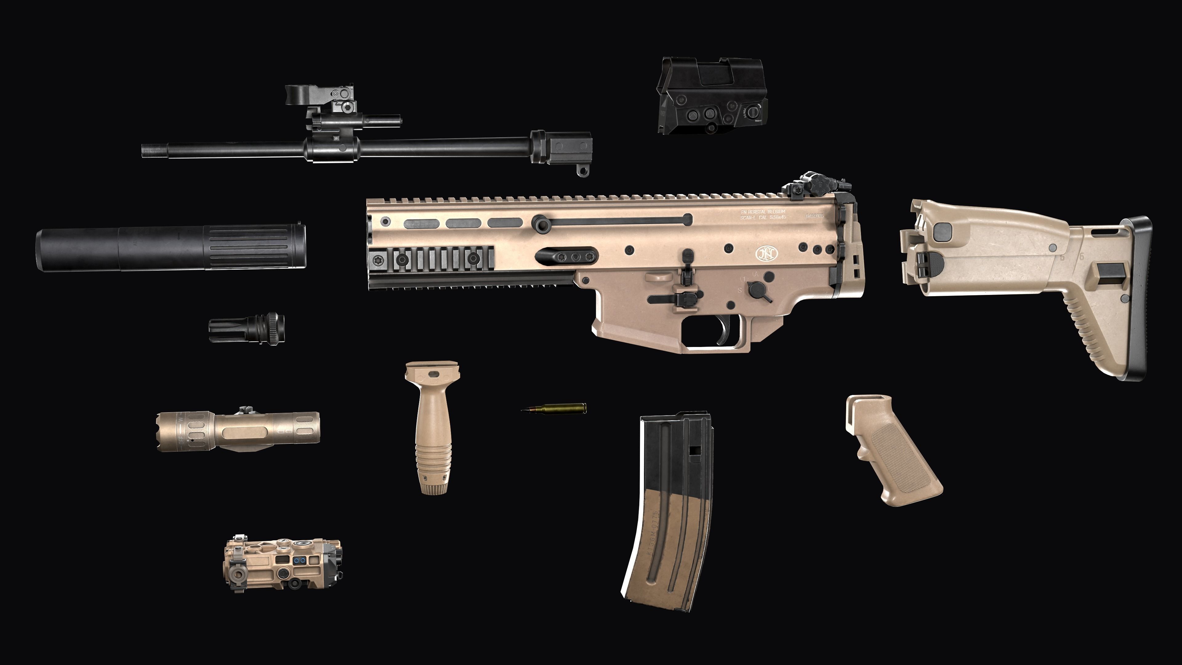3D model Tactical modular assault rifle FN SCAR-L mk 16 VR / AR / low-poly | CGTrader