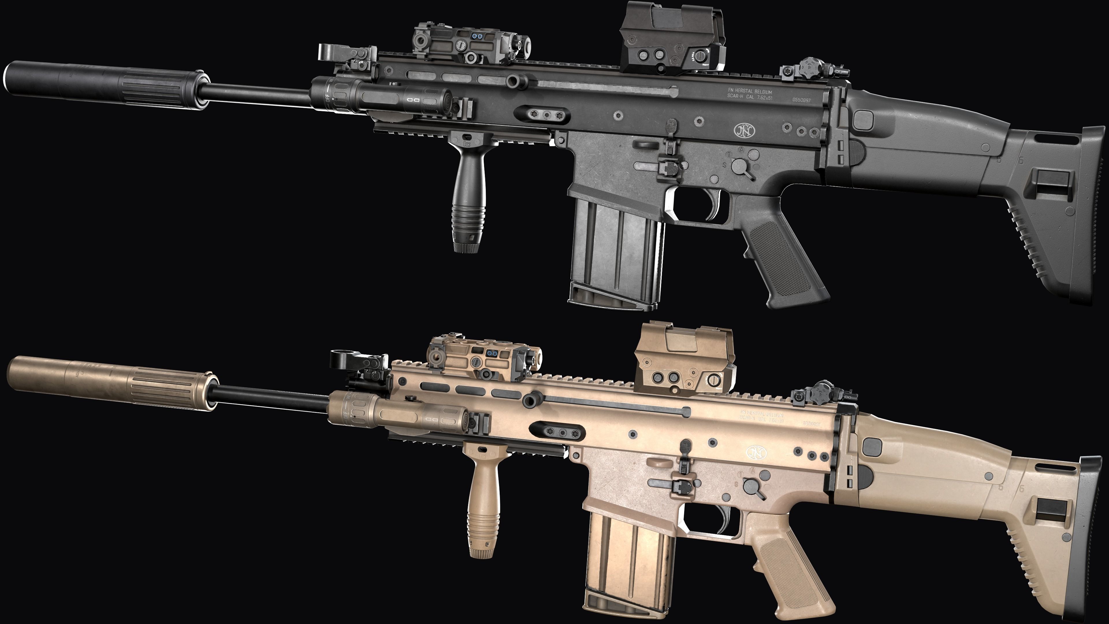 3D Model Collection Tactical modular assault rifle FN SCAR-L mk 16 and ...
