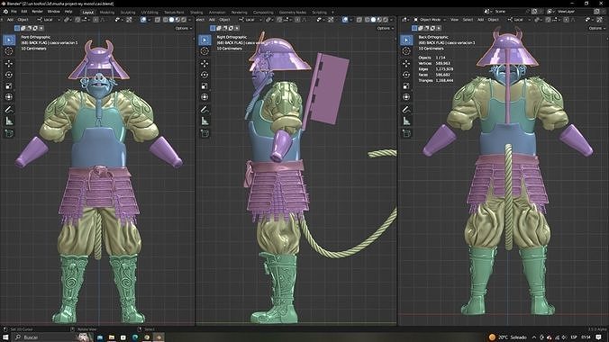 character samurai basic var 4 free 3D model | CGTrader