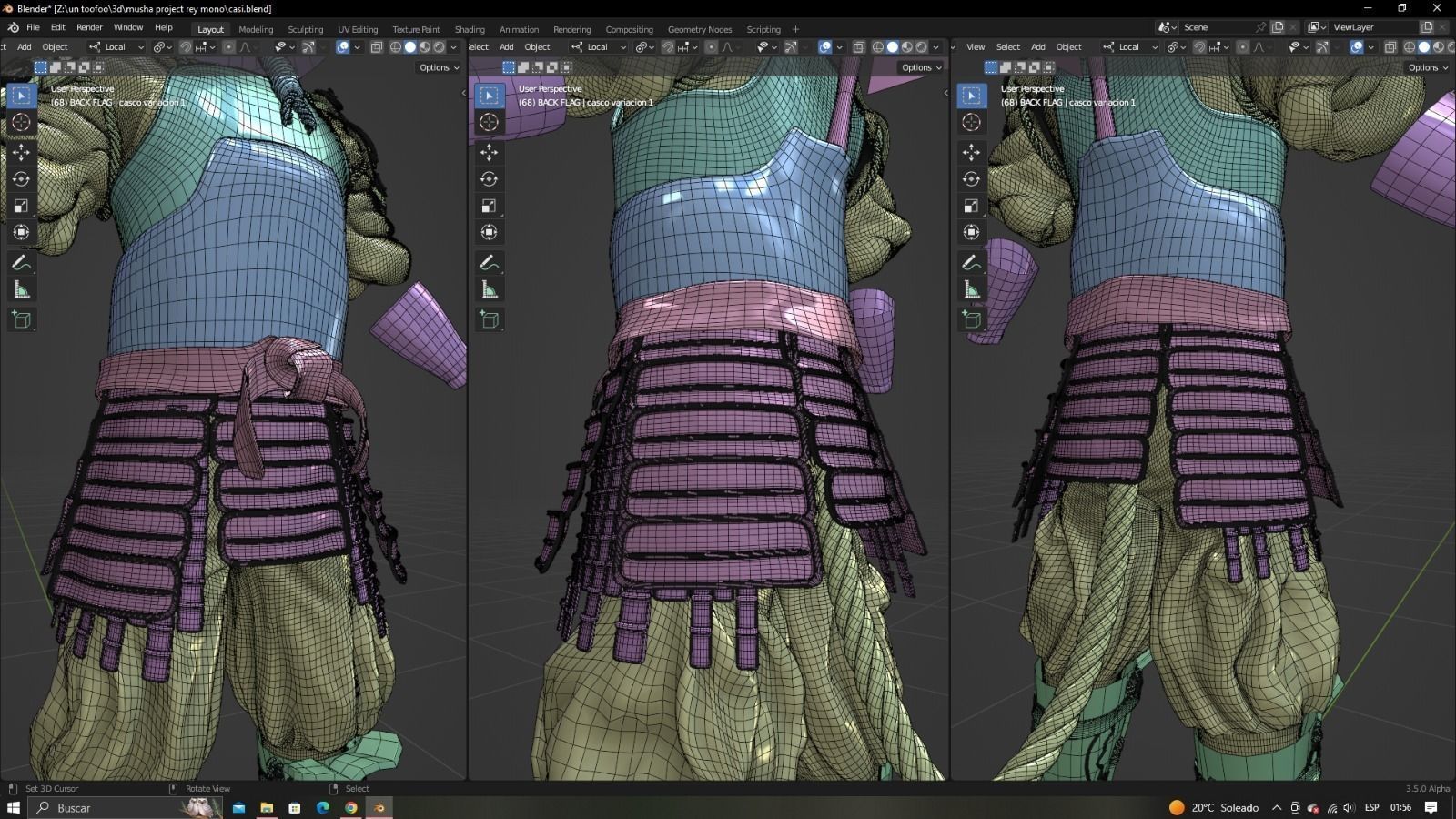 character samurai basic var 4 free 3D model | CGTrader