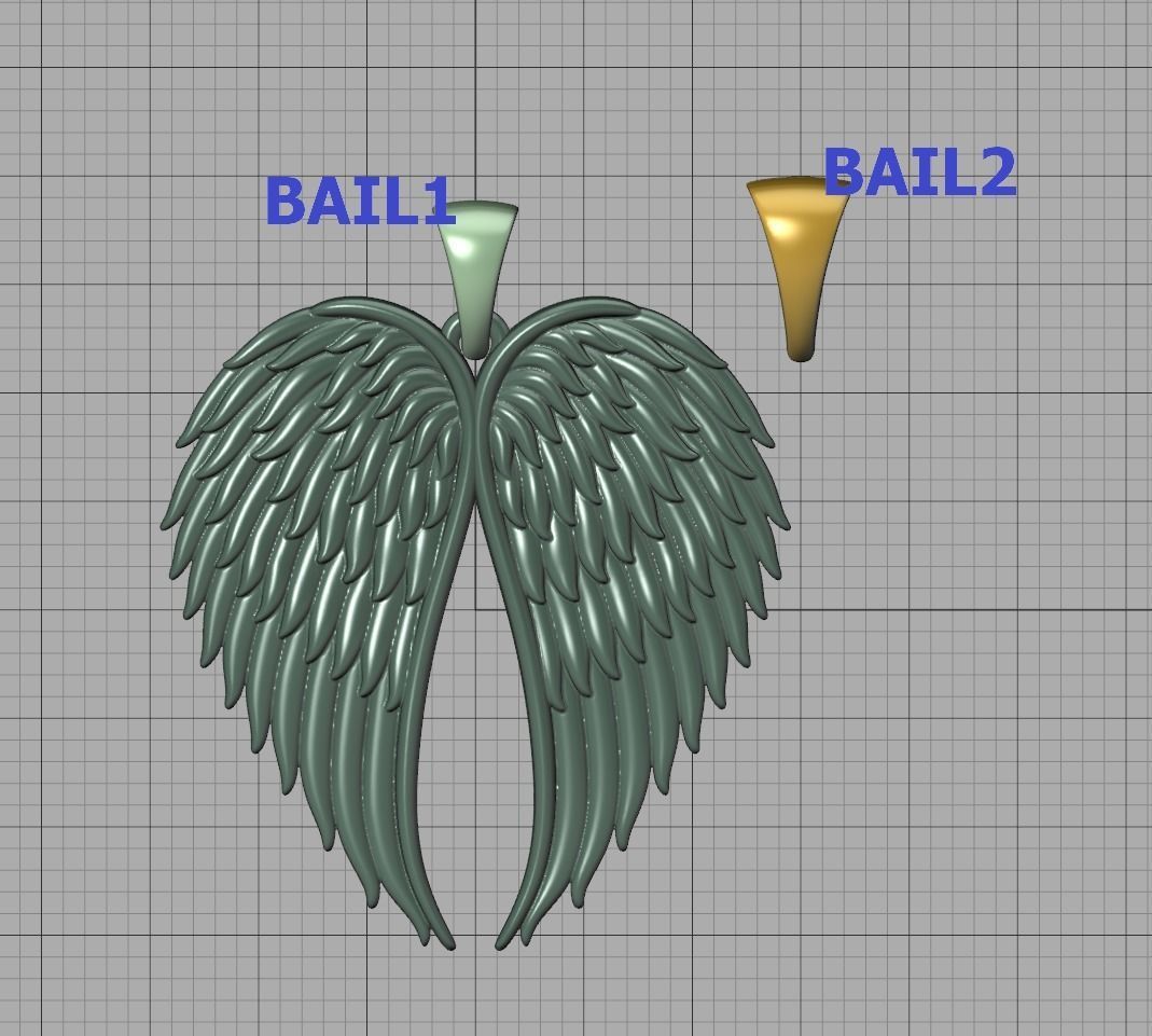 Angel Wings Printable Necklace 3dmodel 30mm length 3D model 3D ...