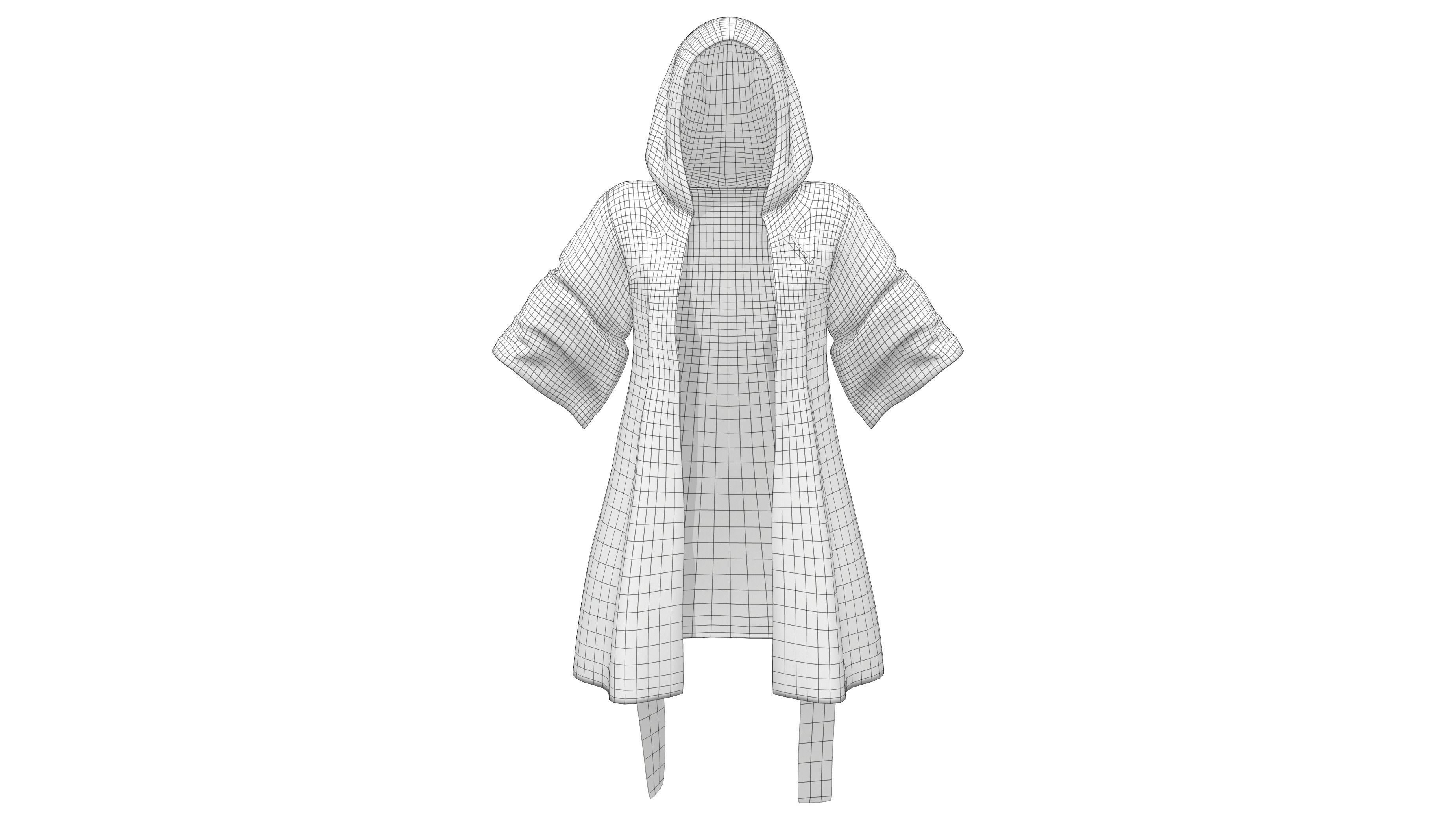3D model Female Hooded Boxing Robe VR / AR / low-poly | CGTrader