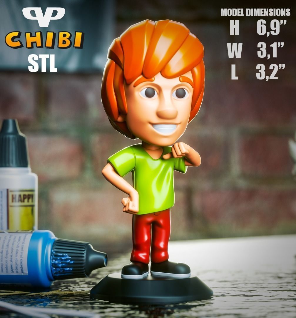 Shaggy Chibi STL for 3D Printing ChibiSTL 3DXM 3D model 3D printable ...