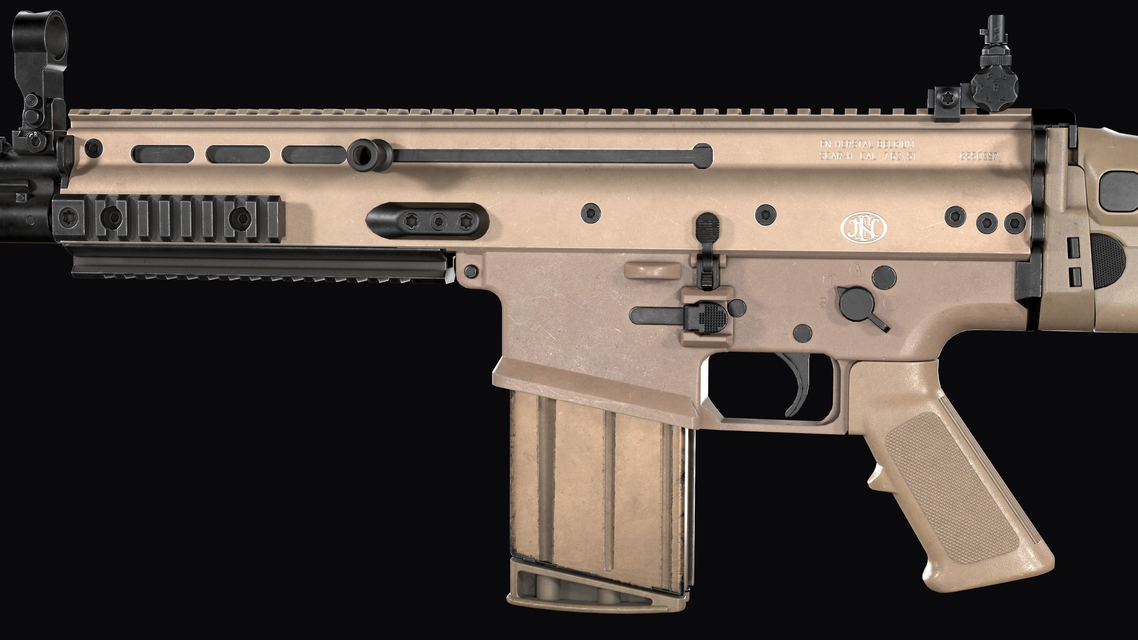 3D model modular assault rifle FN SCAR-H mk 17 VR / AR / low-poly ...